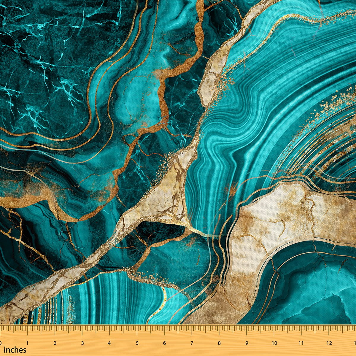 Erosebridal Teal Marble Fabric By The Yard, Gold Crack Upholstery ...