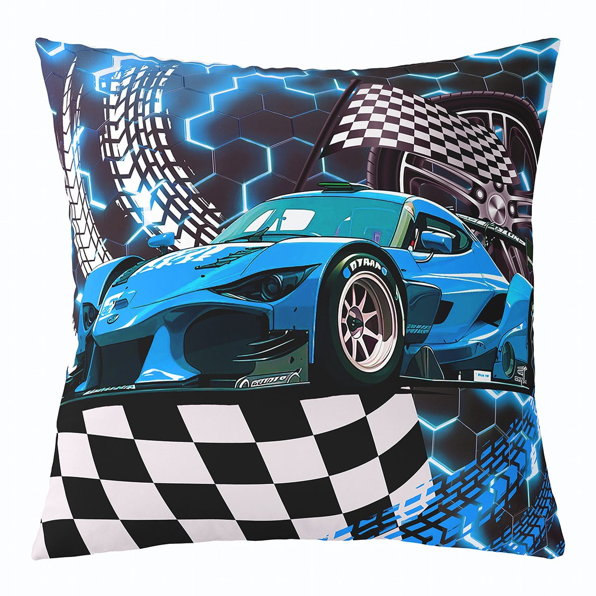 YST Teal Neon Lights Honeycomb Throw Pillow Cover 22x22 inch Cool ...