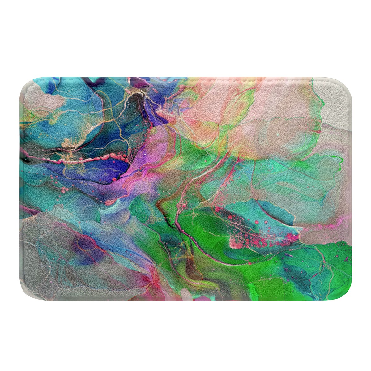 YST Teal Pink Green Non Slip Bath Mat Modern Marble Bathroom Rug, Gold ...