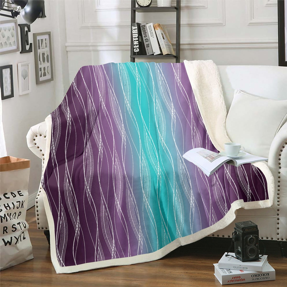 YST Teal And Purple Throw Fleece Blanket Throw 50"X60" Aqua Dark Purple ...