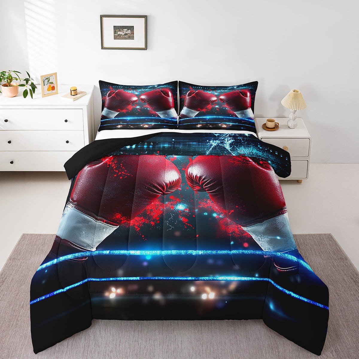 Teens Boxing Bedding Set,Sports Games Comforter Set Boxing Gloves ...