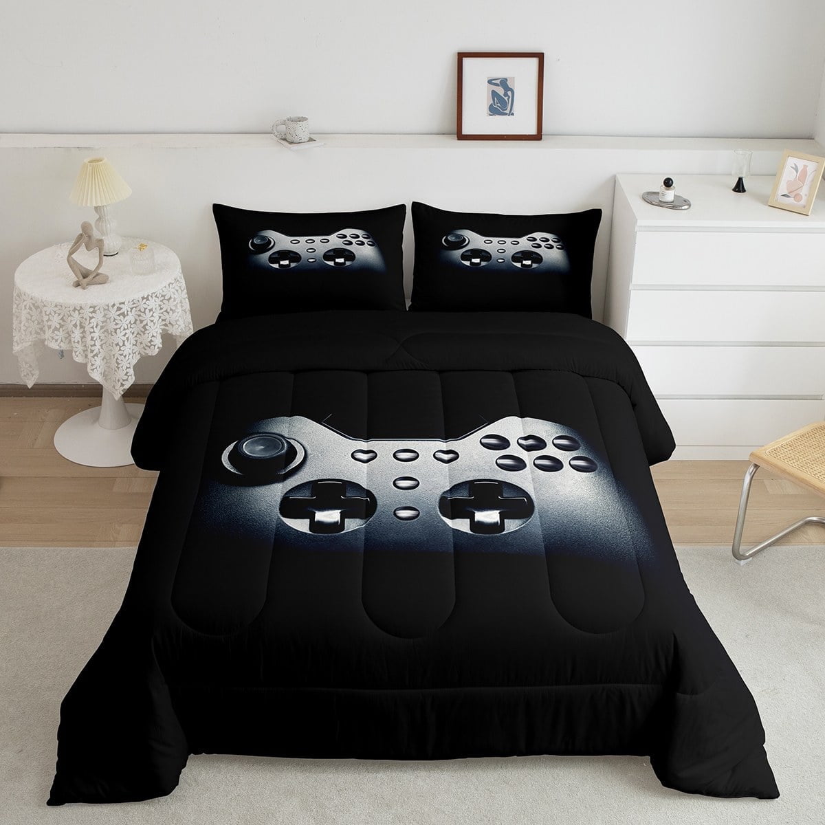YST Teens Boys Comforter Black Gamer Comforter Set Video Game Gamepad ...