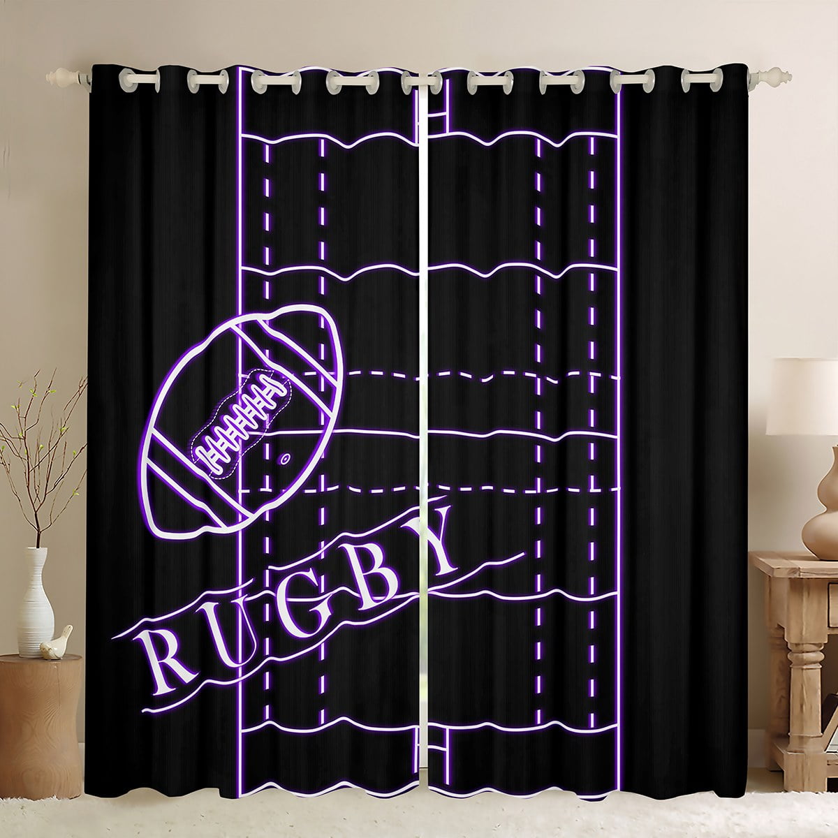 YST Teens Football Curtains for Boys Sports Blackout Curtains, Black ...