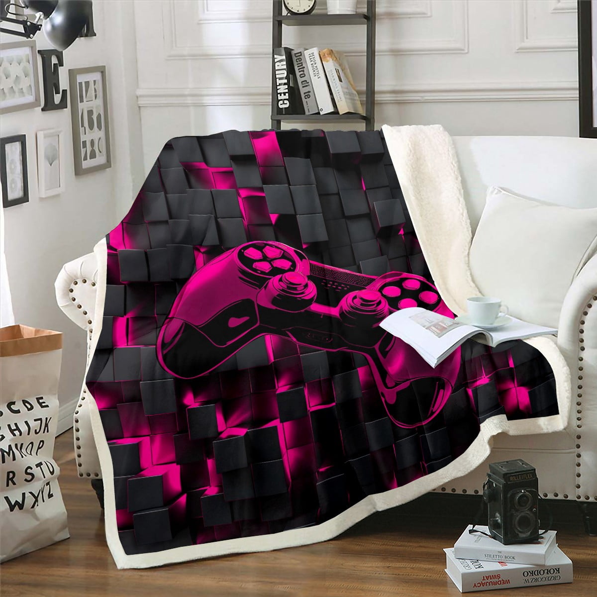 Teens Games Gamer Blanket Gaming Throw Blanket for Bed,Hot Pink ...