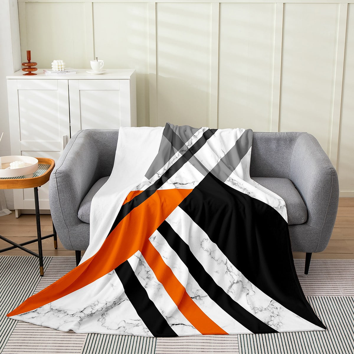 Teens Geometric Blanket 30x40,Orange Gray Black Geometry Fleece Blanket ...