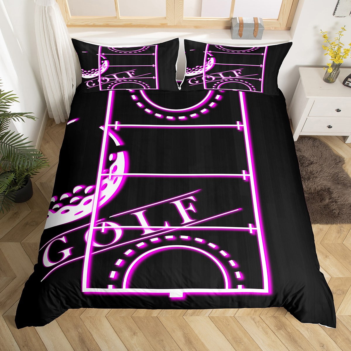 YST Teens Golf Duvet Cover Queen Sports Bedding Set for Boys, Black Hot ...