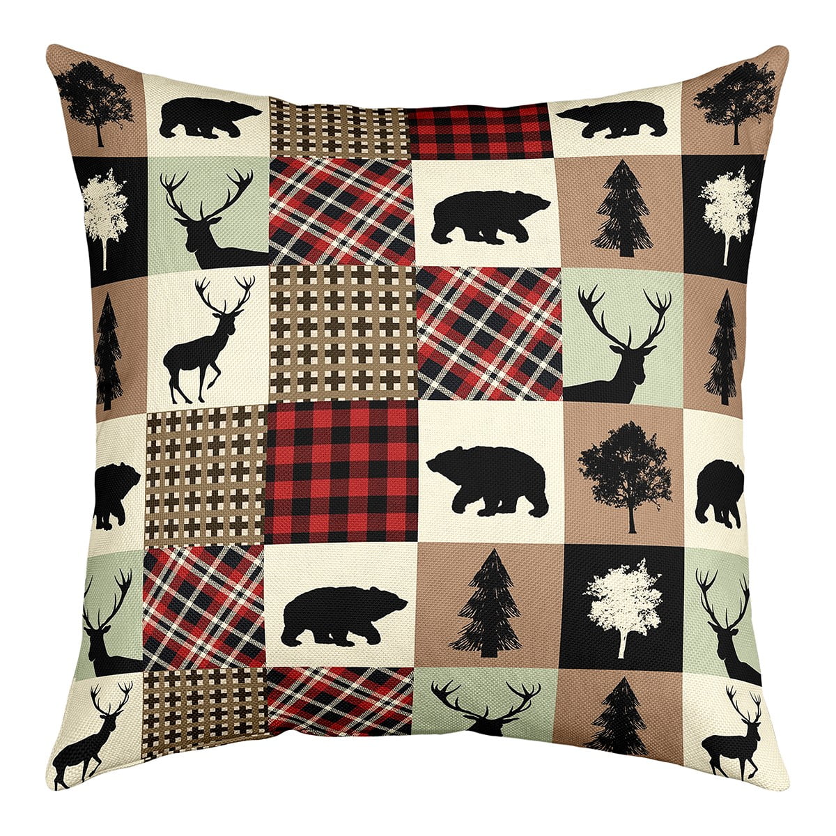 Teens Hunting Lodge Cushion Cover,Country Cabin Throw Pillow Cover,Moose Deer Bear Pine ...