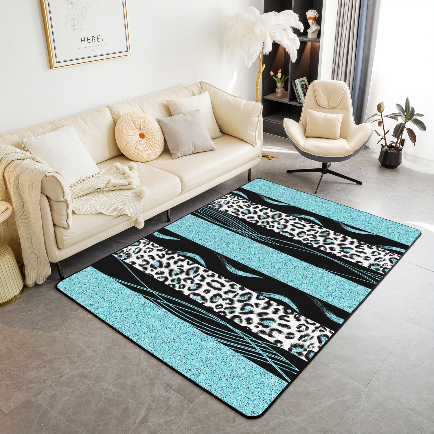 YST Teens Leopard Print Area Rug 3x5 for Bedside,Cheetah Skin Carpet ...