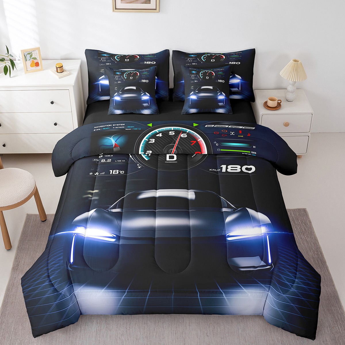 YST Teens Race Car Comforter Set With Sheets 7 Piece,Kids Cool Speed ...