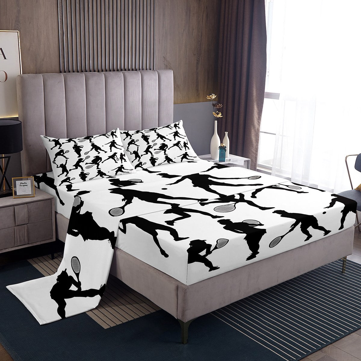 Erosebridal Tennis Player Bed Set Tennis Print Bed Sheets Set ...