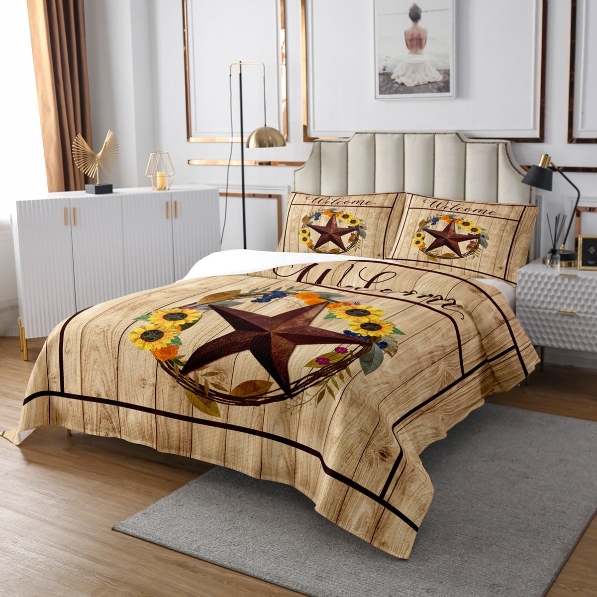 YST Texas Star Bedspread Set King Western Quilt Set For Teen Adults Men ...