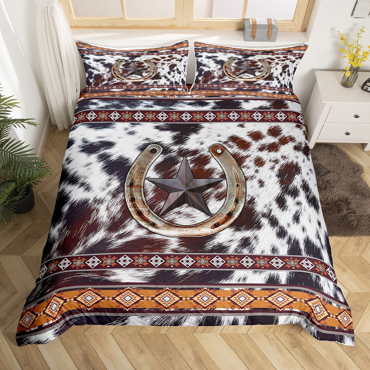 YST Texas Star Horseshoe Duvet Cover King Southwestern Boho Aztec ...