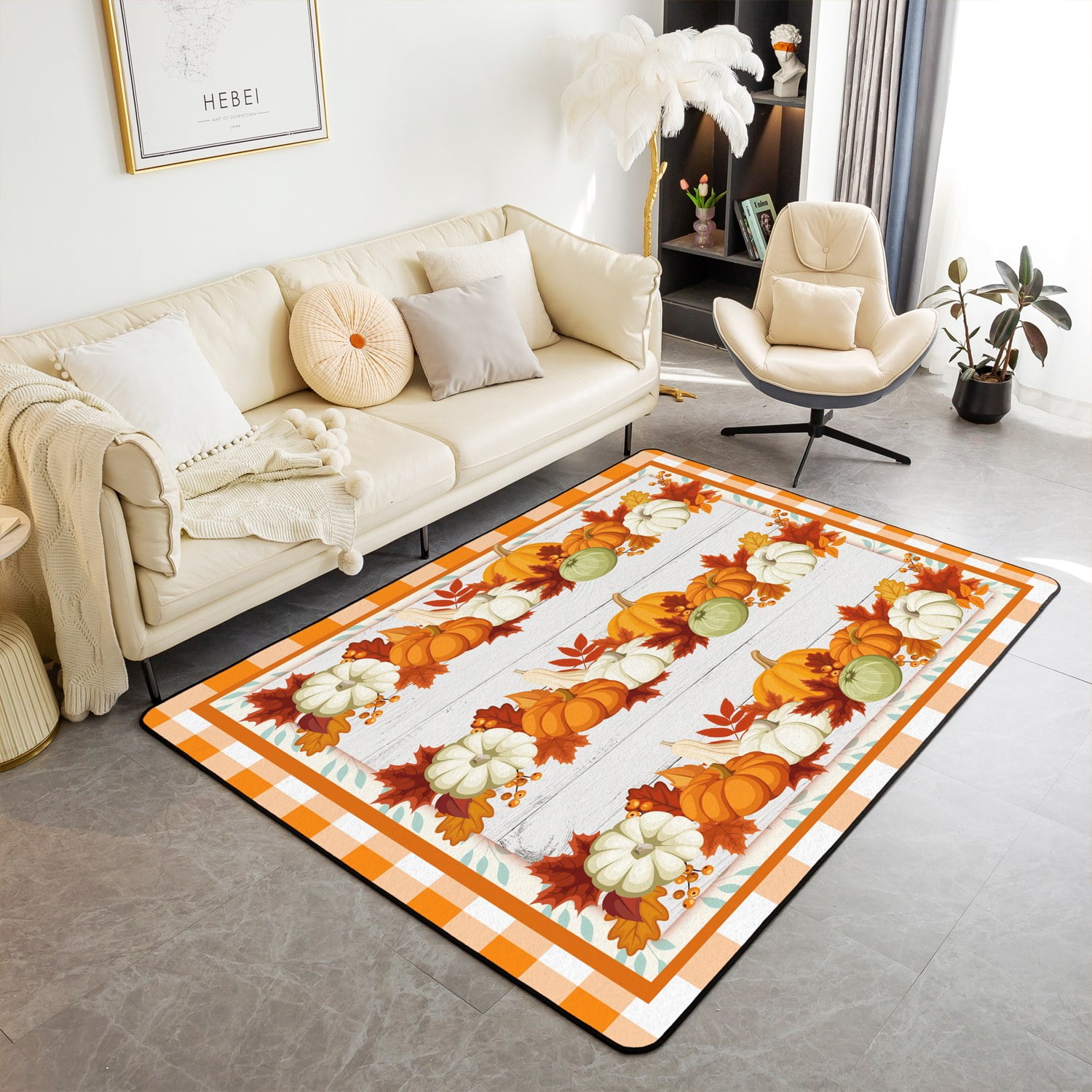 YST Thanksgiving Area Rug for Girls Women,Fall Autumn Harvest Carpet 5x7 for Bedside,Rustic Farm ...