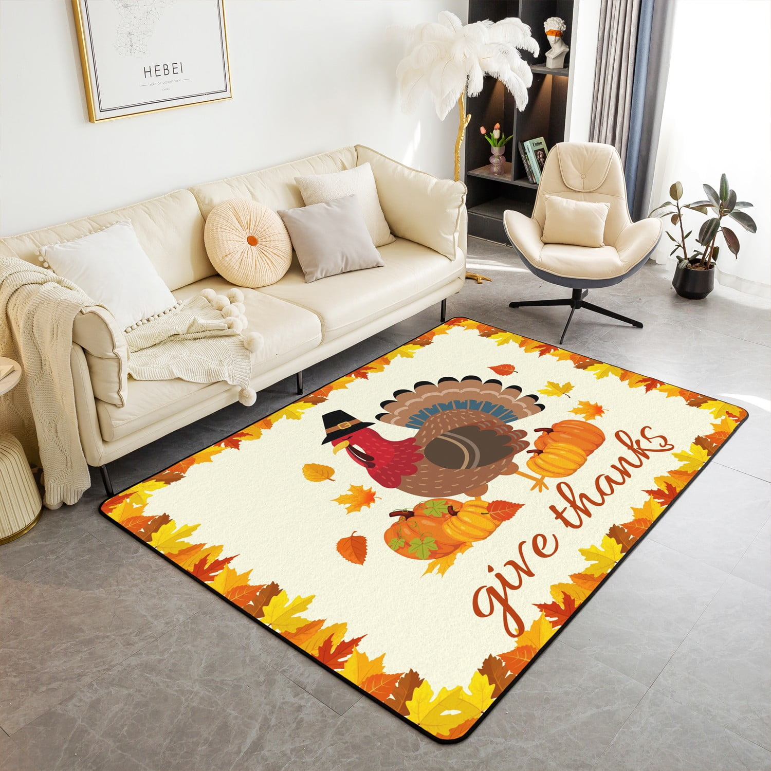 Erosebridal Thanksgiving Area Rug, Farmhouse Turkey Indoor Floor Mat ...