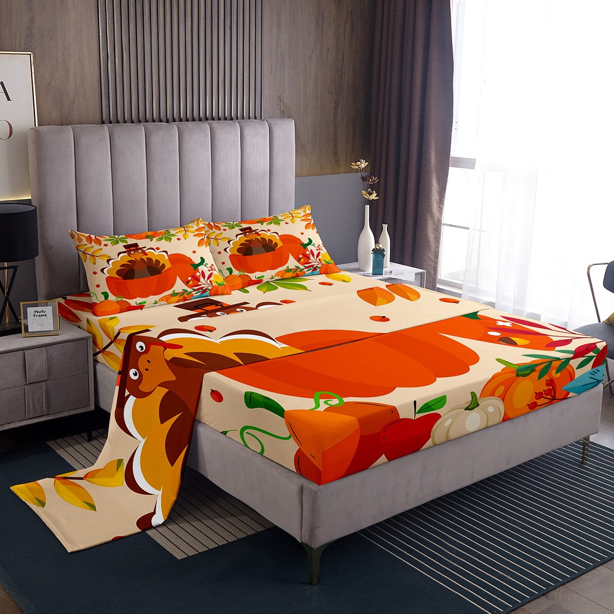 YST Thanksgiving Pumpkin Comforter Set Queen Size for Boys Girls Women ...