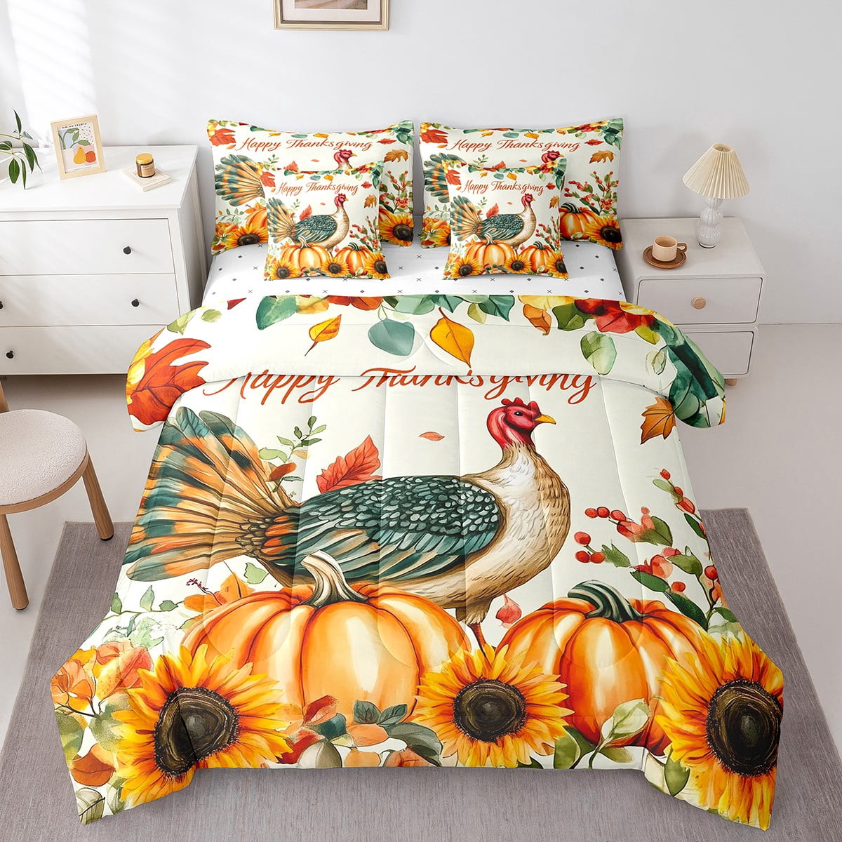 Thanksgiving Turkey Bed In A Bag Fall Farmhouse Sunflower Pumpkin Twin ...