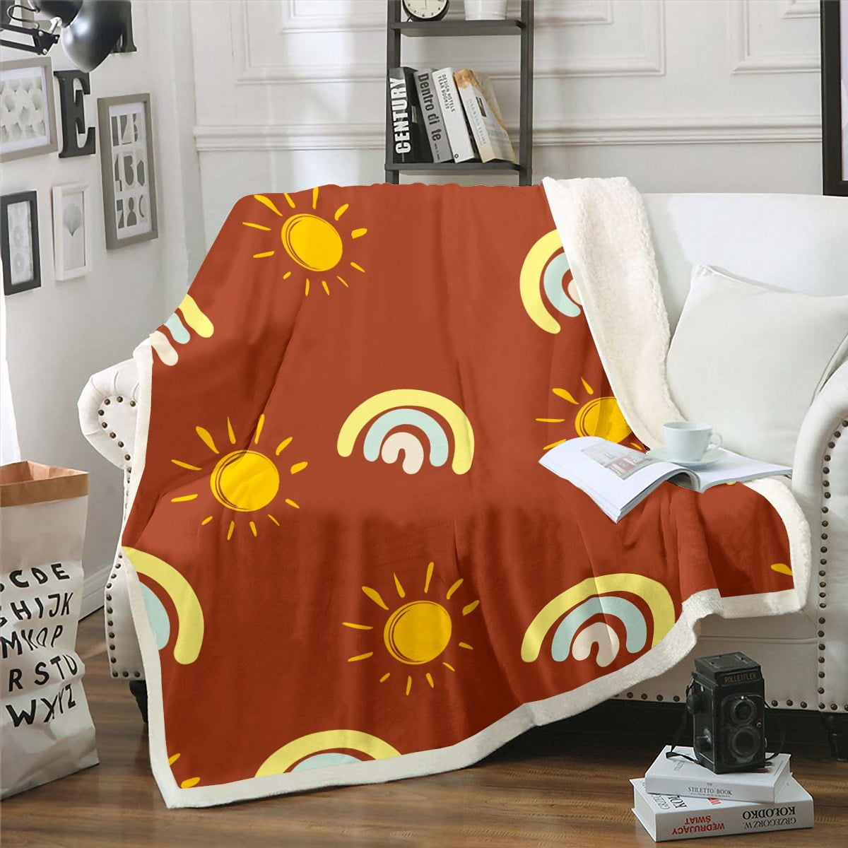 Throw Blanket Rainbow Fuzzy Blanket Queen 90X90, Kawaii Rainbow Fleece ...