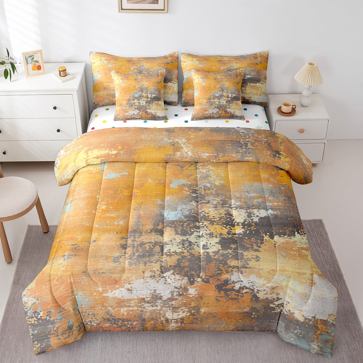 Tie Dye Comforter Set 7 Pcs,Modern Abstract Bedding Set Grunge Room ...