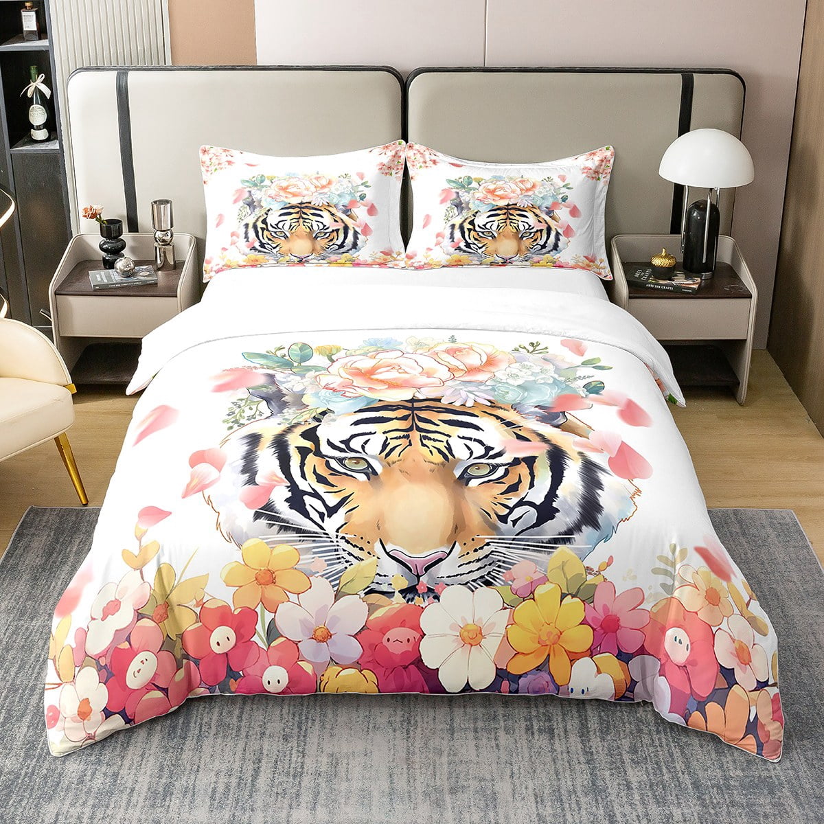 YST Tiger 100% Cotton Bedding Set Romantic Floral Duvet Cover Twin for ...