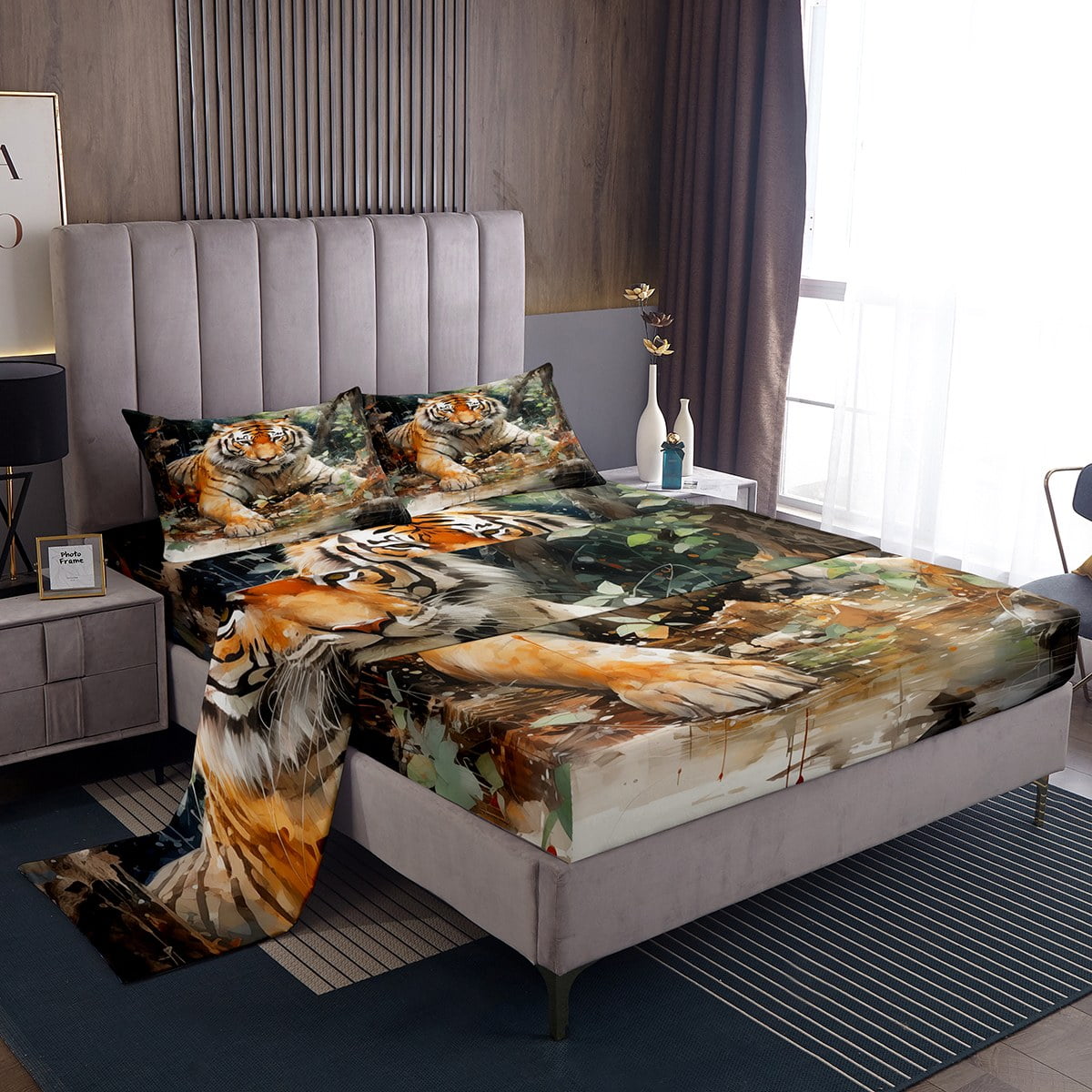 YST Tiger 3D Print Bed Sheets Set Wild Animal Sheet Set, Safari Animal ...