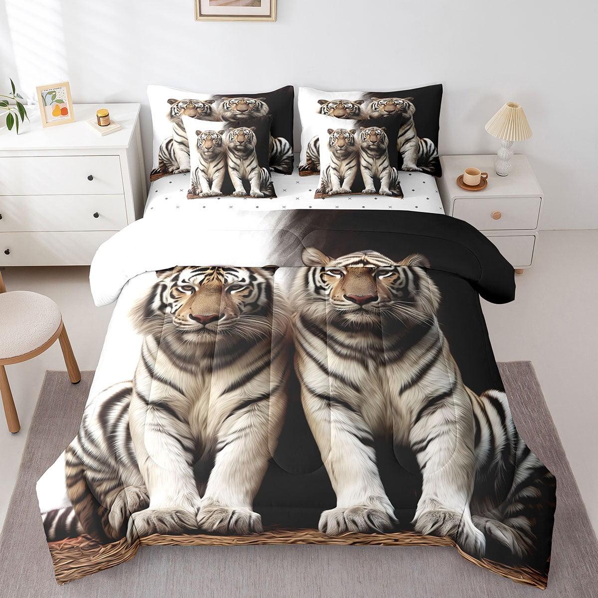 YST Tiger Bed In A Bag Twin Comforter Set 7 Piece, African Safari ...