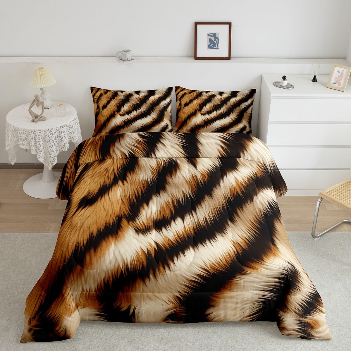 YST Tiger Comforter Set Full For Kids Boys Girls Brown Black Tiger ...