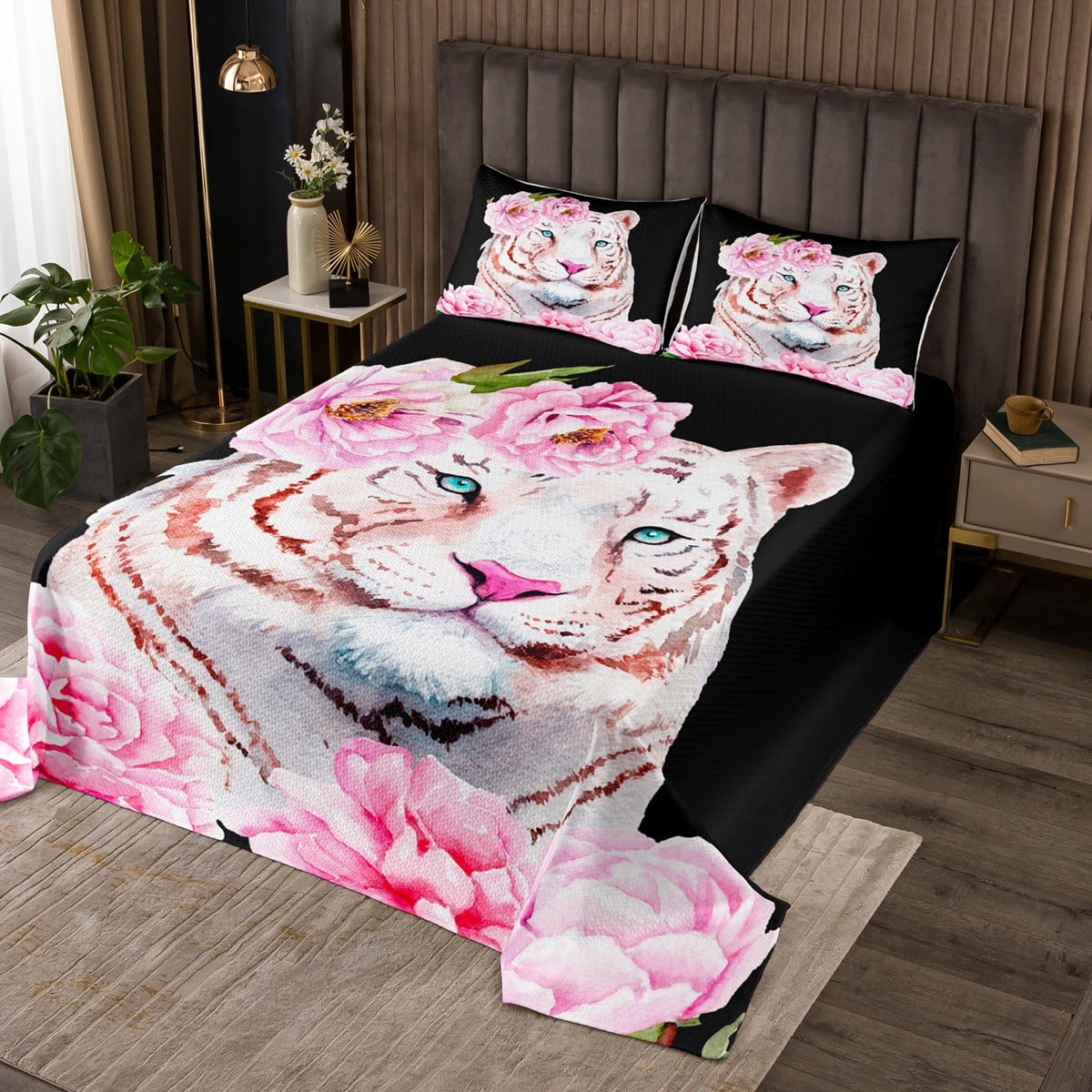 YST Tiger Coverlet Set for Boys Girls Kids, Wild Animal Print Bedspread ...