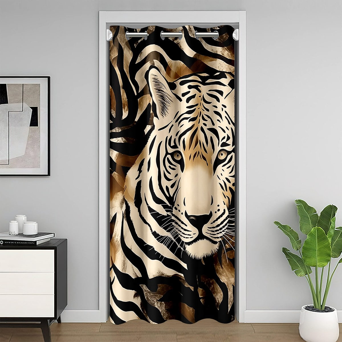 Tiger Door Curtain 42"W X 80"L,Tiger 3D Print Blackout Curtain Teens ...