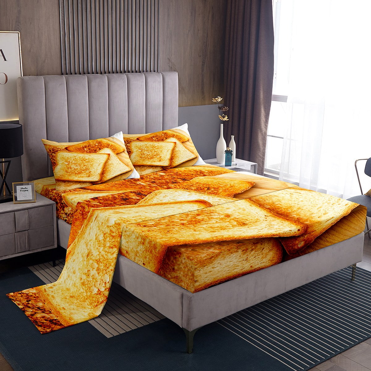 Erosebridal Toast Bed Sheets Twin Adults,Toast Bread Sheet Set Cute ...