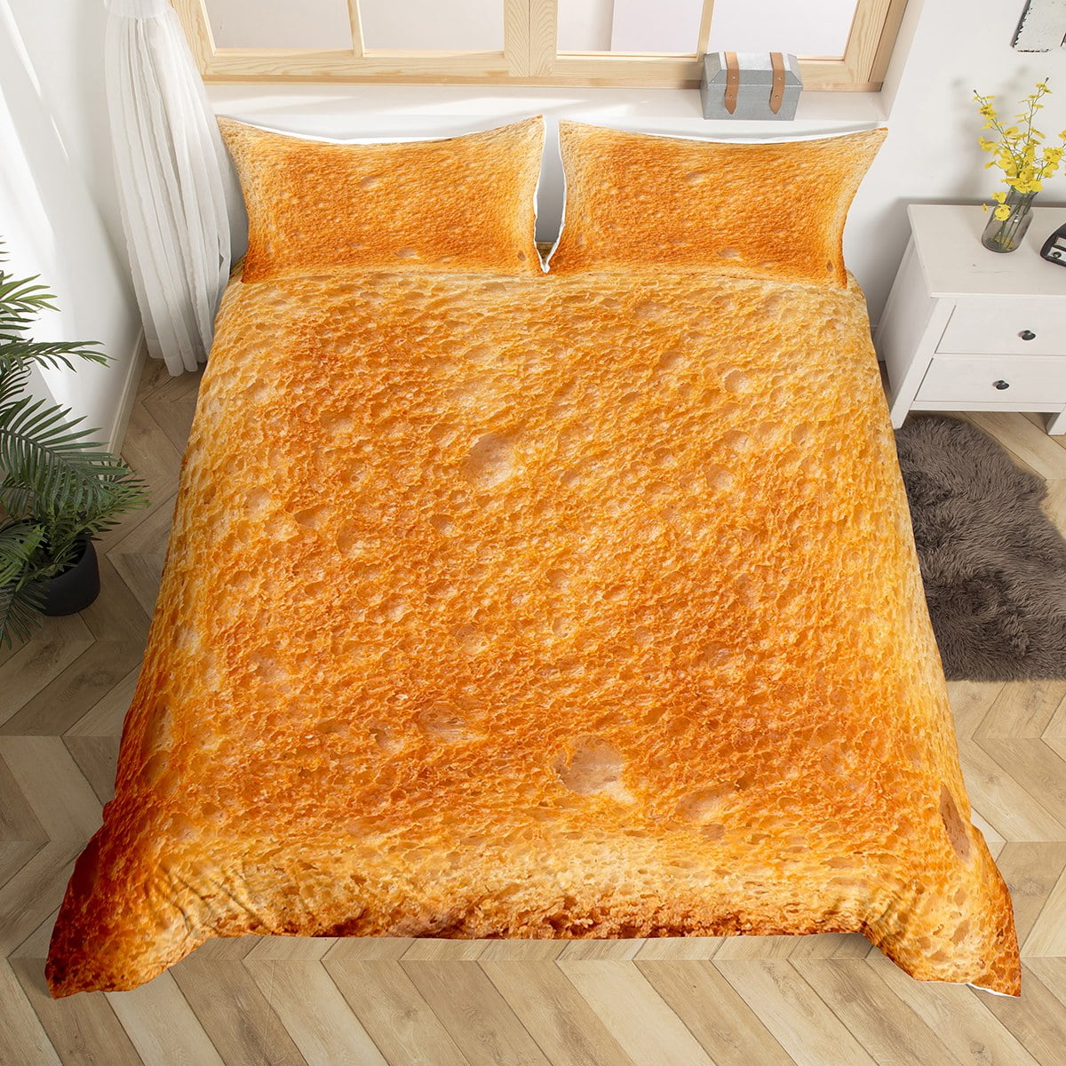 YST Toast Duvet Cover Queen for Kids Adults,Toast Bread Bedding Set ...
