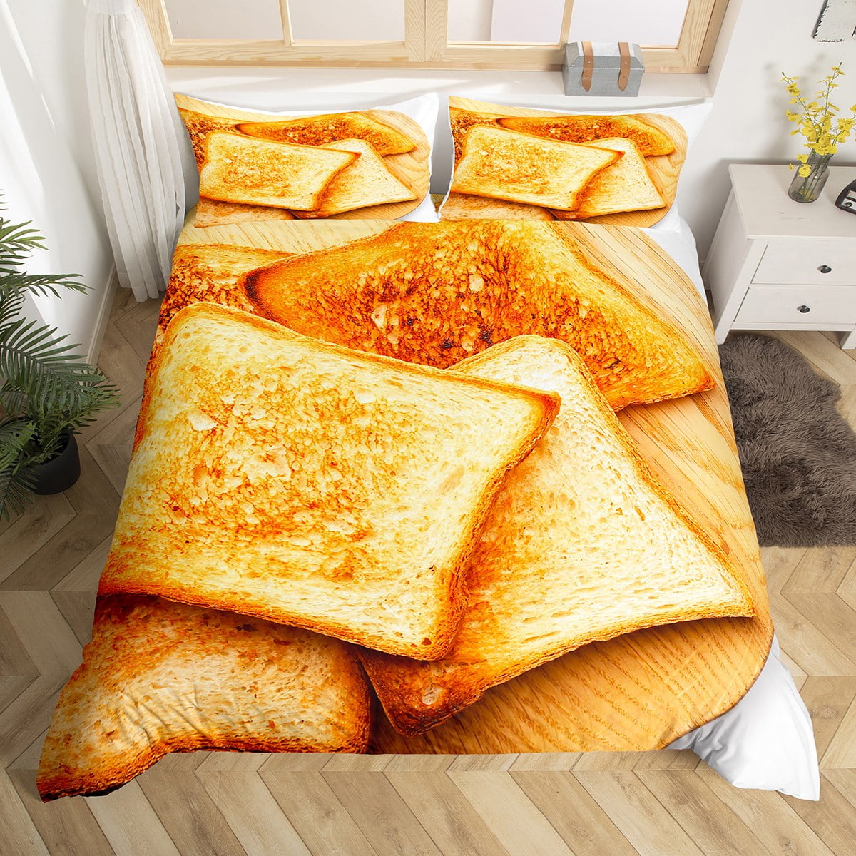 YST Toast Duvet Cover Queen for Kids Adults,Toast Bread Bedding Set ...