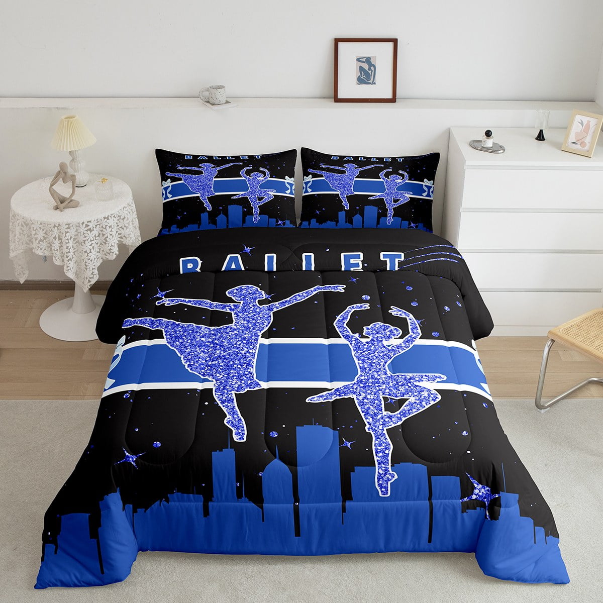 YST Toddler Ballet Comforter Full for Girls Princess Bedding Set, Black ...