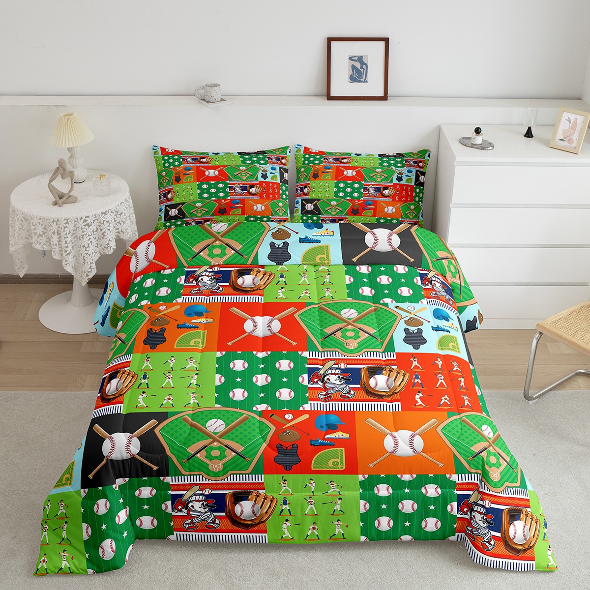 YST Toddler Baseball Bedding Comforter Sets, Ball Game Comforter Set ...