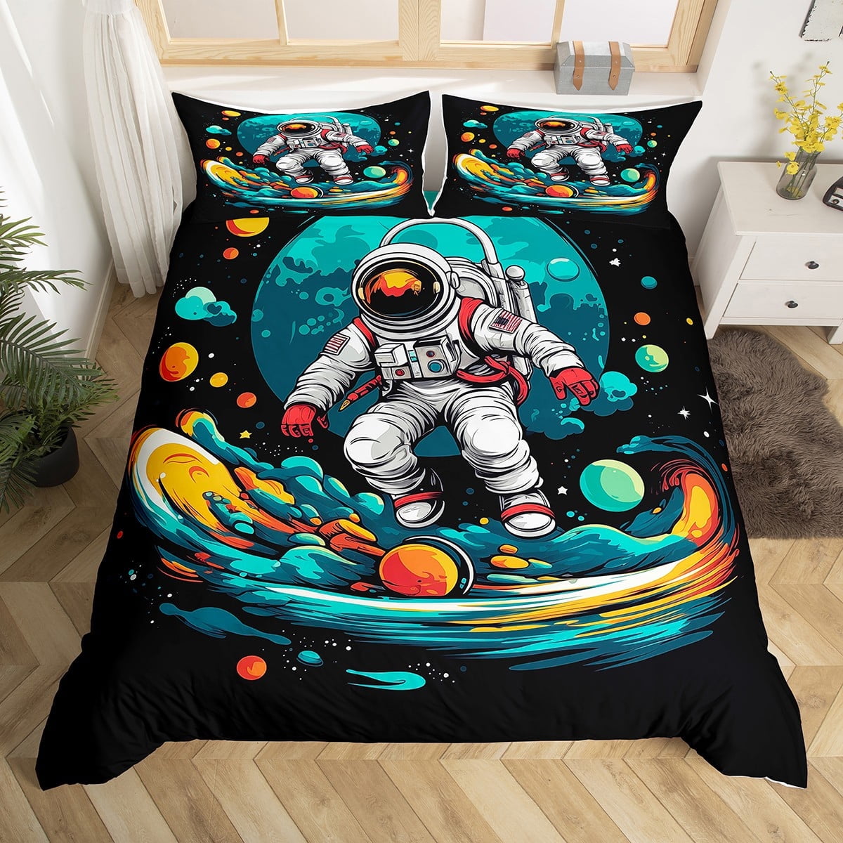 Erosebridal Comforter Cover Space Astronaut Galaxy Bedding Set Outer ...