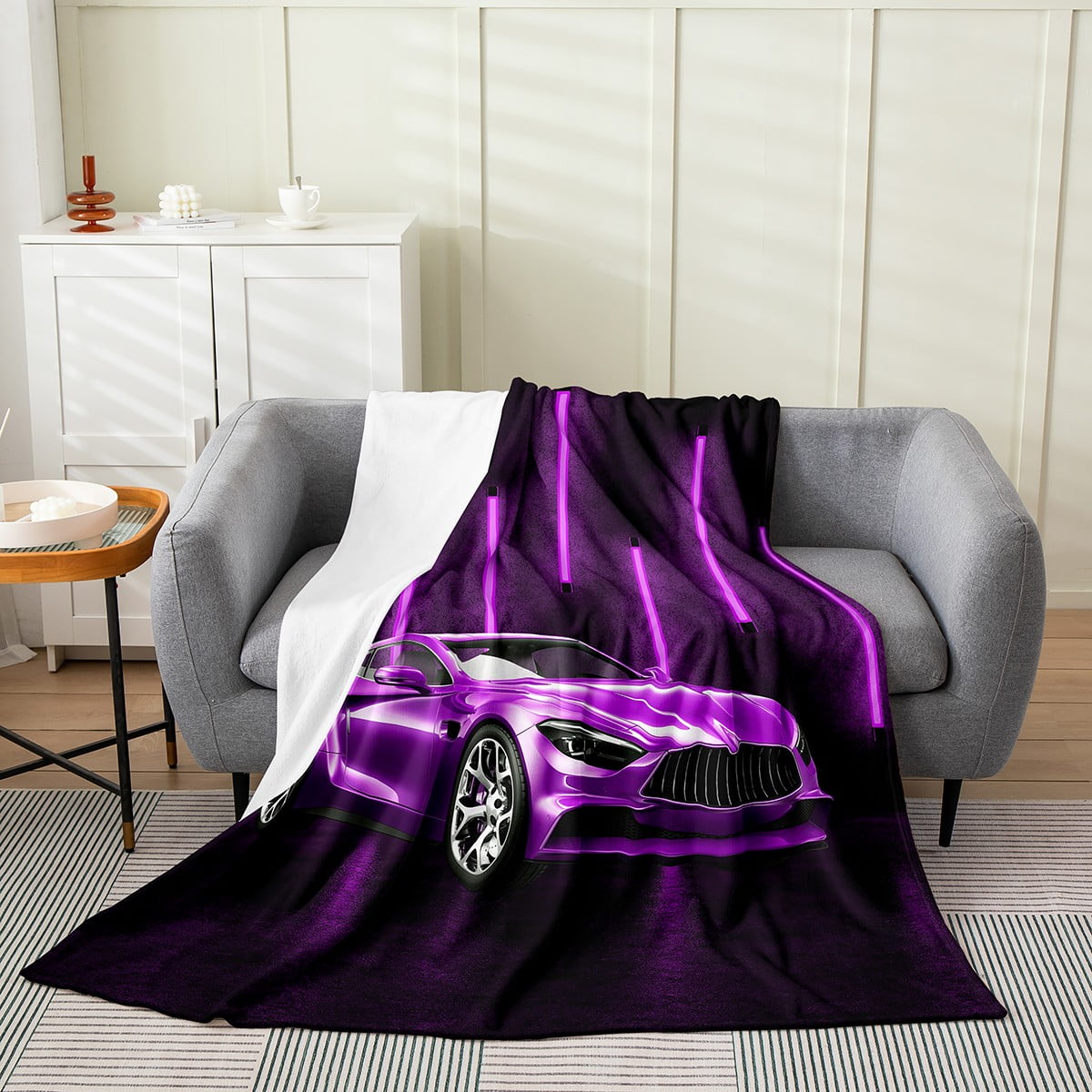 YST Toddler Race Car Throw Blanket for Boys Neon Lights Sports Car ...