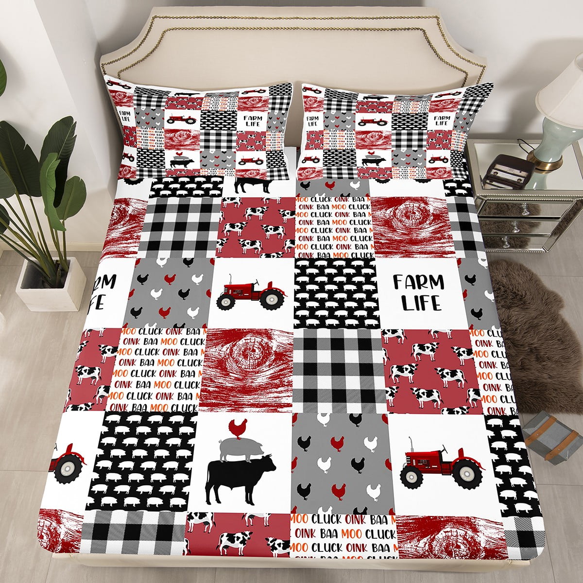 Erosebridal Tractor Bedding Set,Construction Truck Fitted Sheet Queen ...