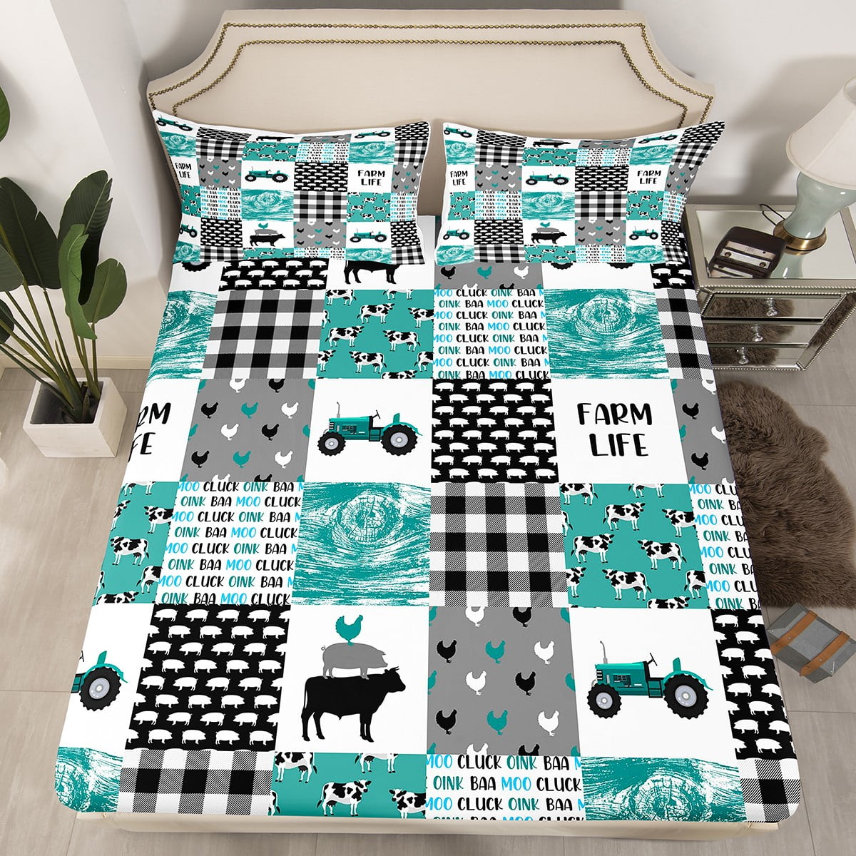 YST Tractor Bedding Set for Boys Girls Kids,Construction Truck Fitted ...