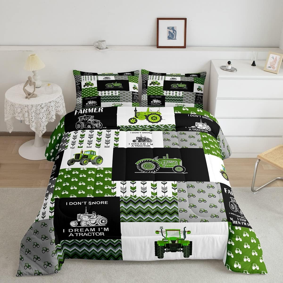 YST Tractor Comforter Set Cartoon Farm Tractor Down Duvet for Kids Boys ...