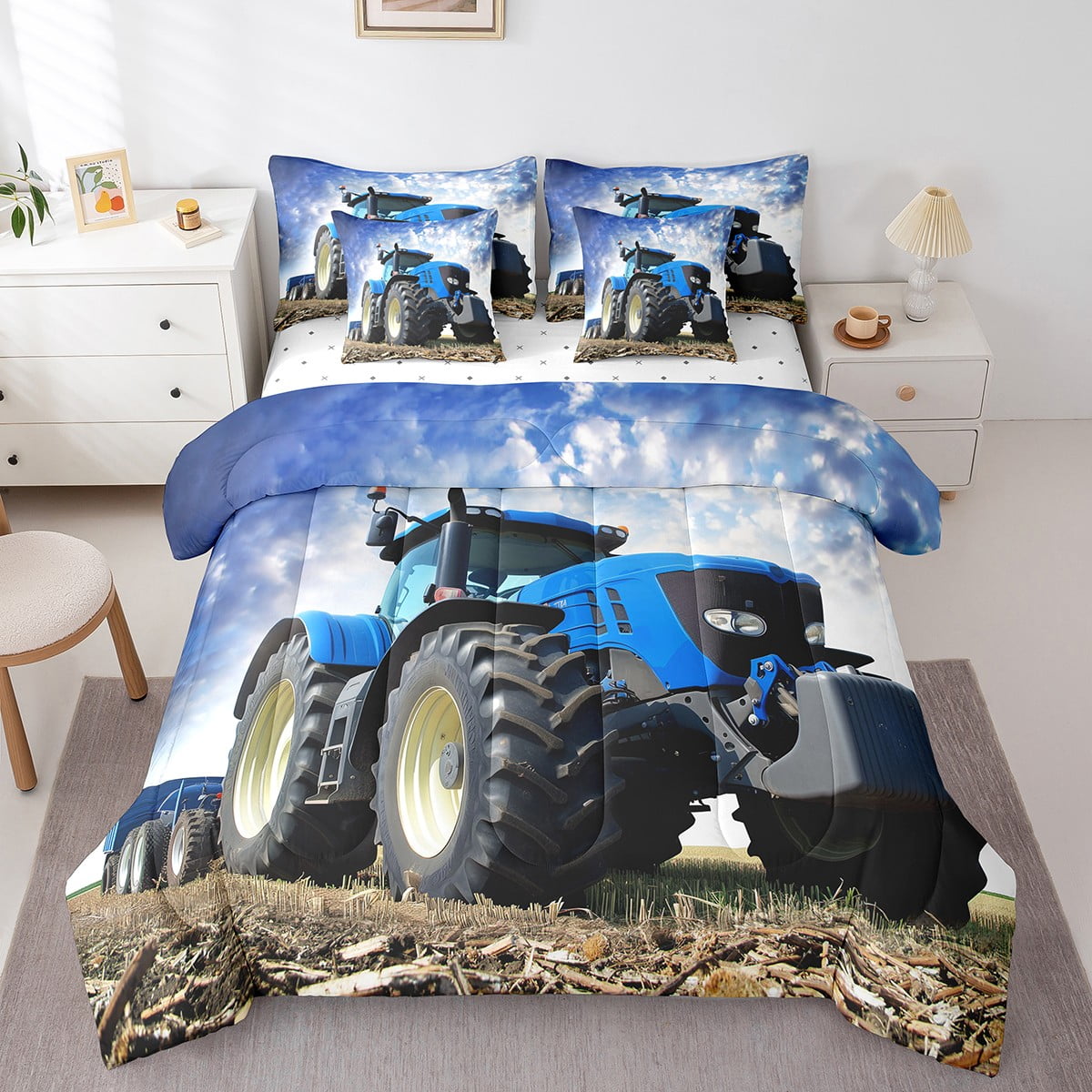 Erosebridal Tractor Comforter Set Queen Size 7 Piece,Farm Construction ...