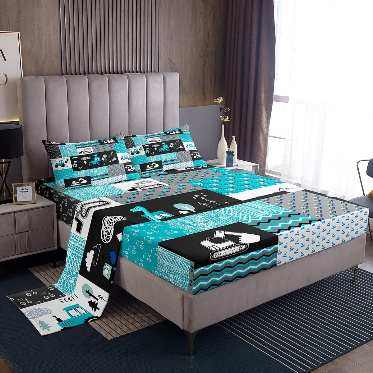 Erosebridal Tractor Full Sheet Set Dinosaur Bedding Sheets Cartoon ...