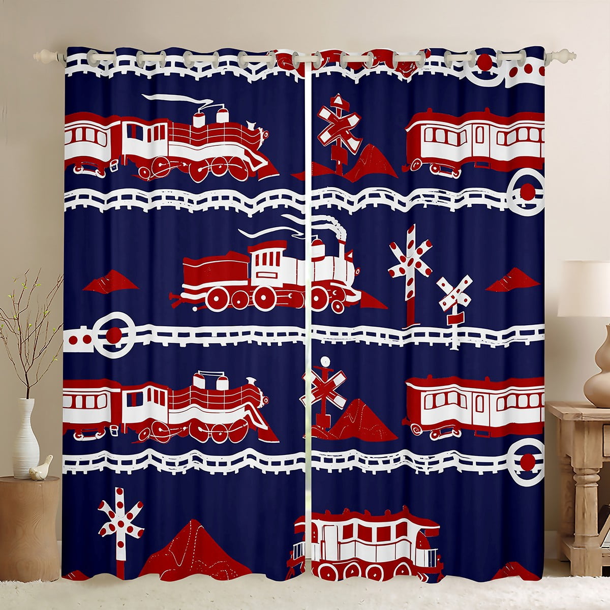 Train Curtains & Drapes Cartoon Car Curtains For Bedroom,Traffic ...