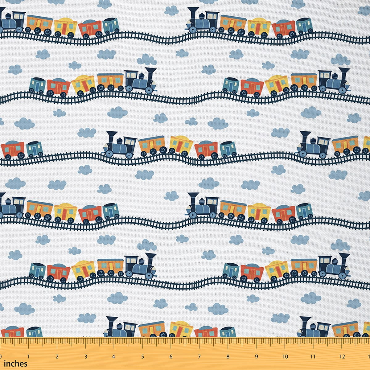 Erosebridal Train Railway Fabric By The Yard, Cartoon Steam Craft ...