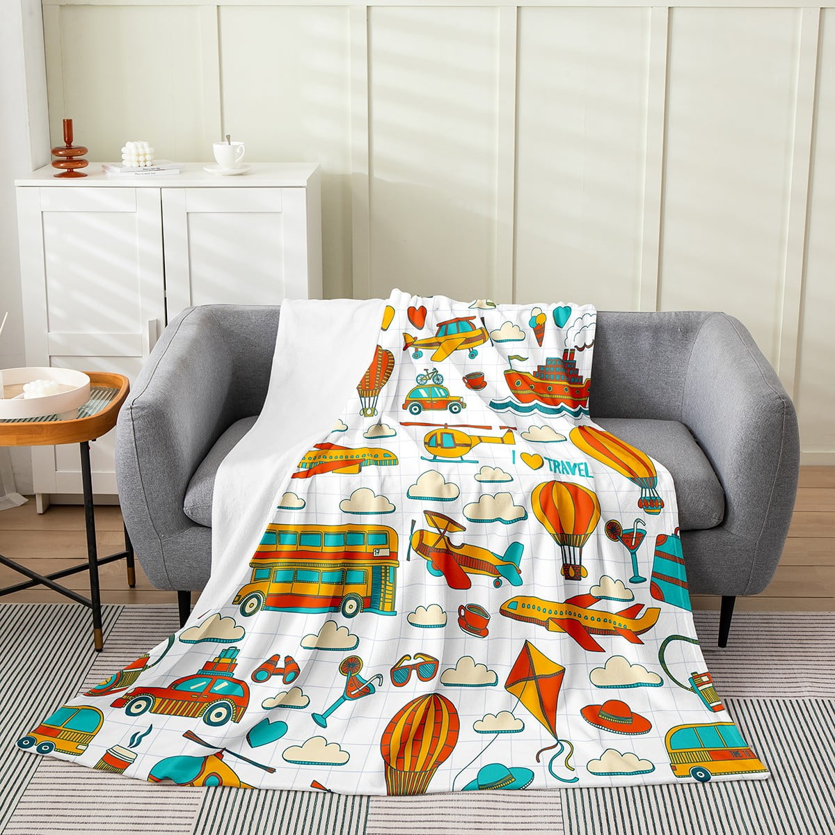 Transportation Blanket Vehicles Airplane Fleece Blanket,Helicopter ...