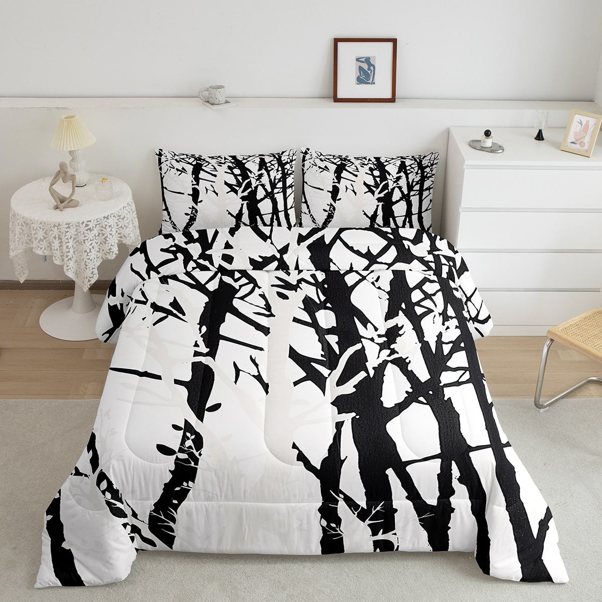 YST Tree Branch Comforter Set Queen Abstract Ink Bedding Abstract Plant ...