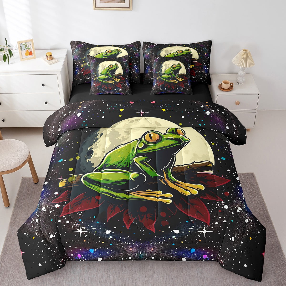 Erosebridal Tree Frog Bed In A Bag King Space Galaxy Comforter Set 7 ...