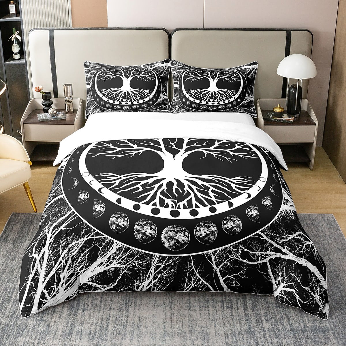 YST Tree of Life 100 Percent Cotton Duvet Cover,Aesthetic Moon Bedding ...