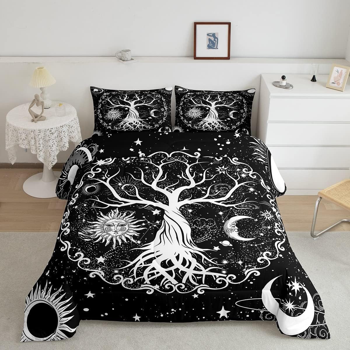 Erosebridal Tree of Life King Comforter Set Hippie, Sun and Moon ...
