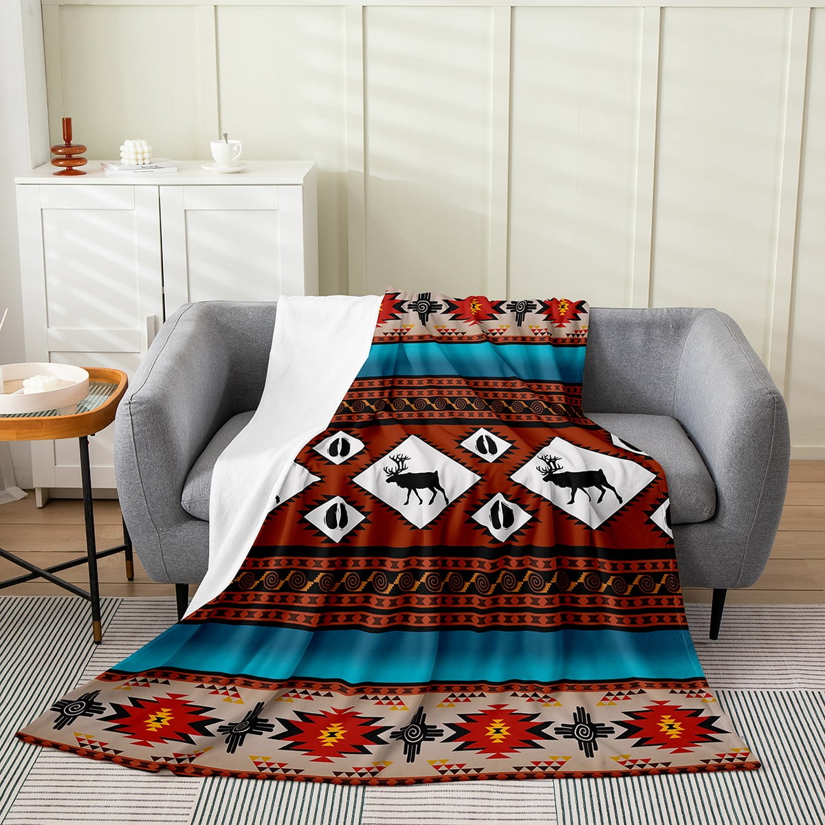 YST Tribal Flannel Fleece Blanket 40"X50" Elk Deer Moose Throw Blanket ...