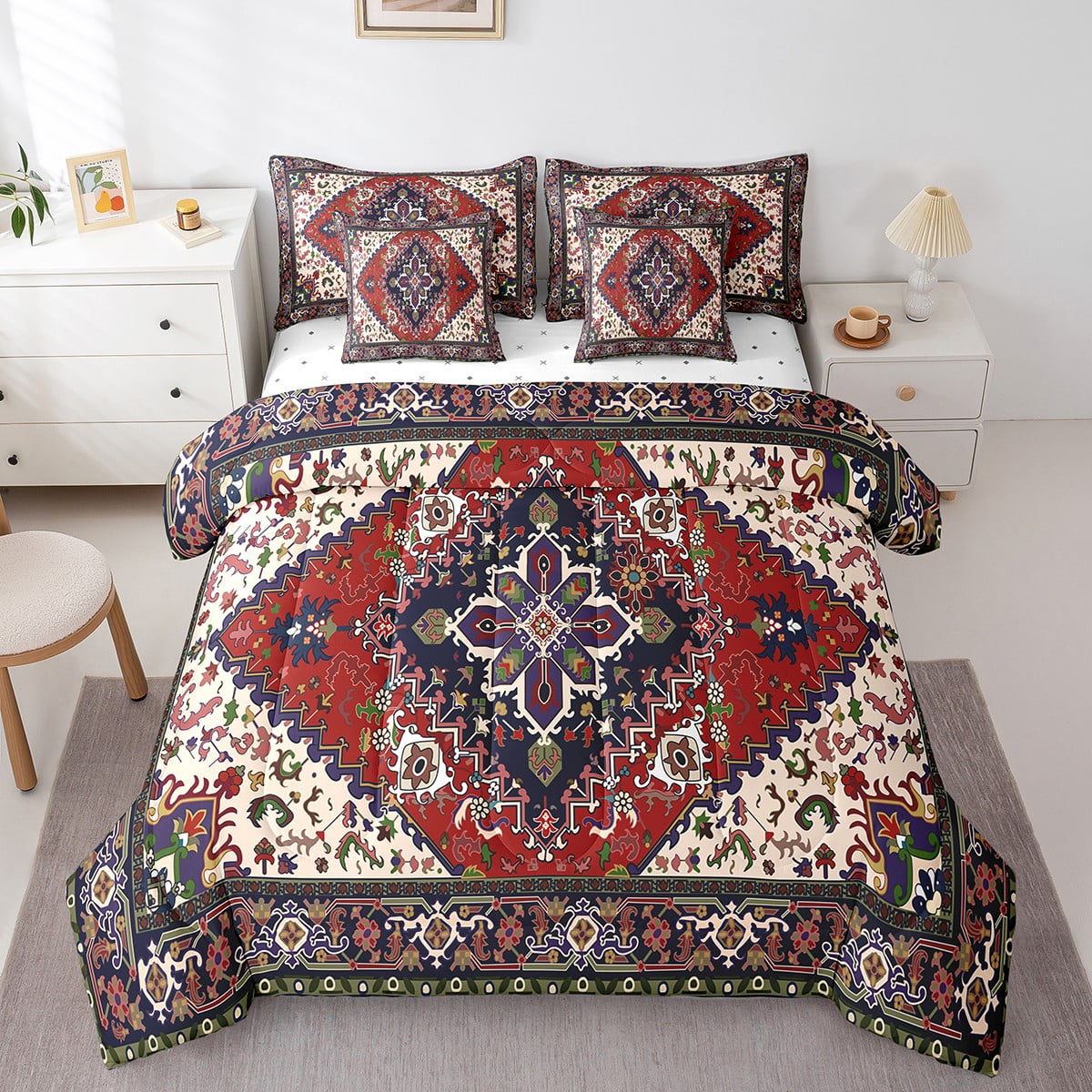Erosebridal Tribal Pattern 7 Pcs Comforter Set Queen Exotic Geometric ...
