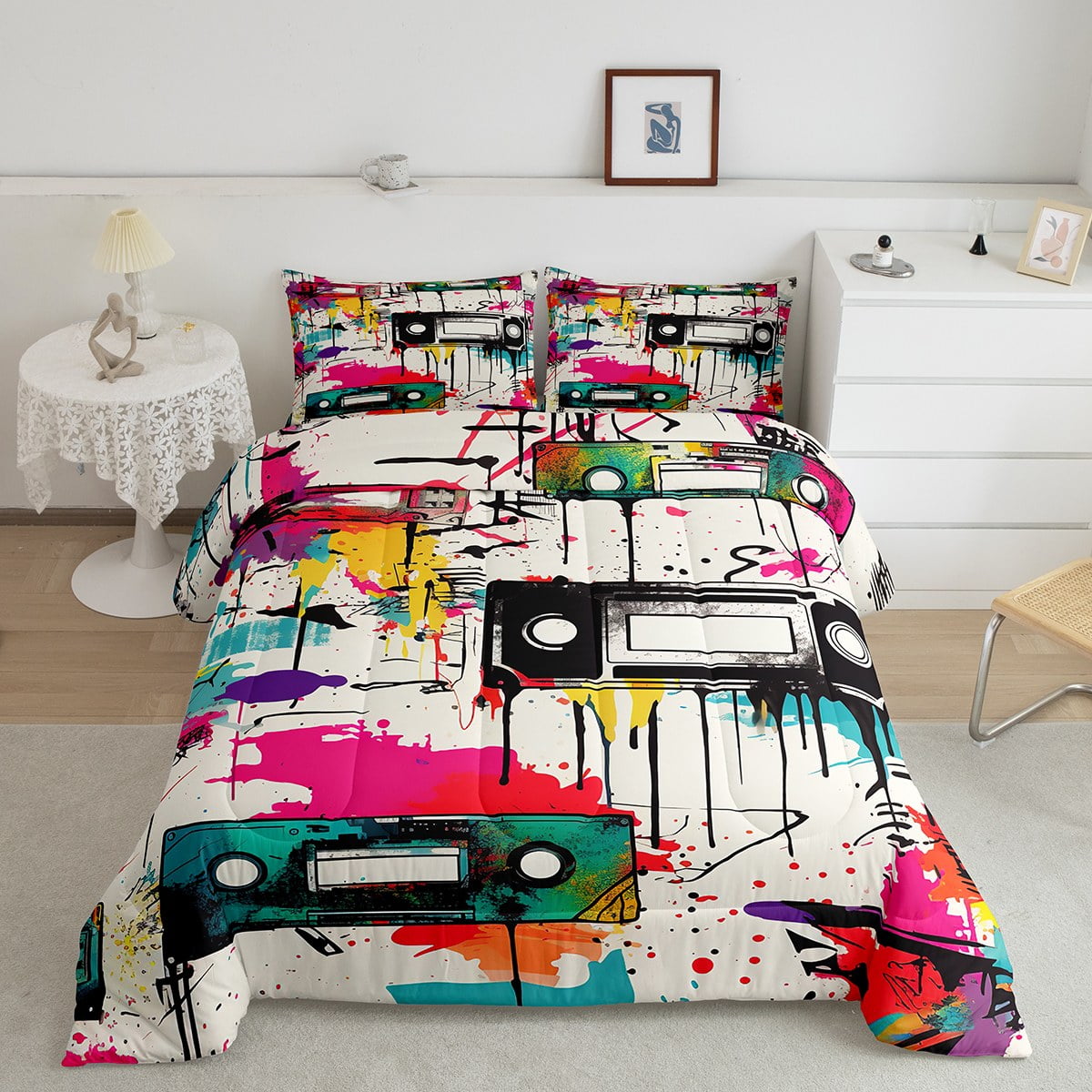 Erosebridal Trippy Music Bedding for Teens Colorful Graffiti Tie Dye ...